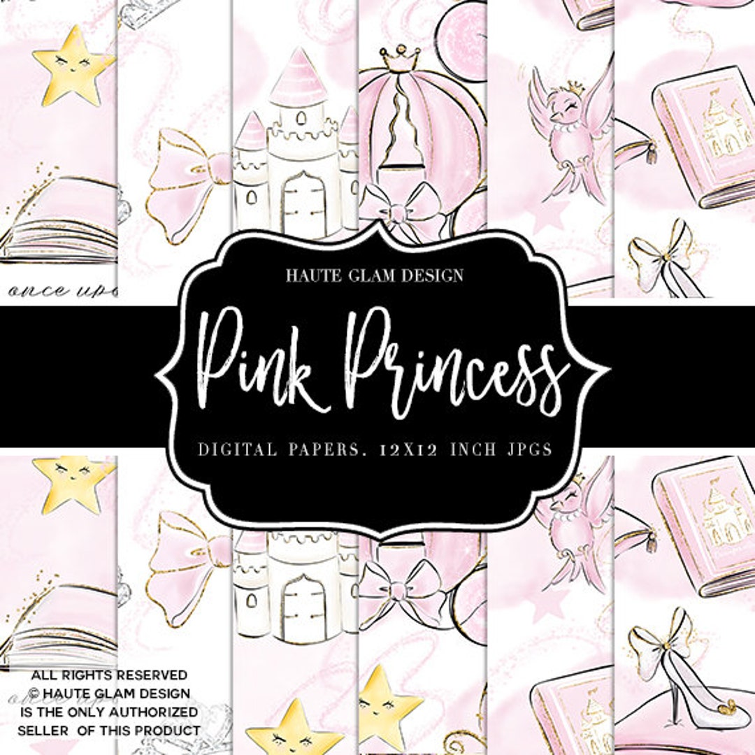 Pink Princess Digital Papers, Pink Magical Fairytale Patterns ...