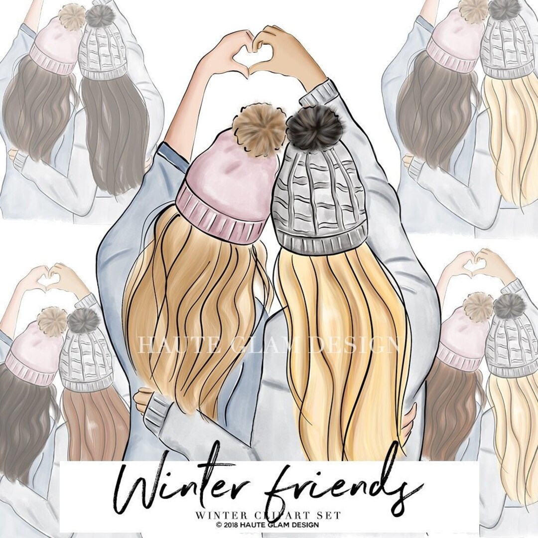 Winter Friends Clip Art, Best Friends, Winter Clip Art, Fashion ...
