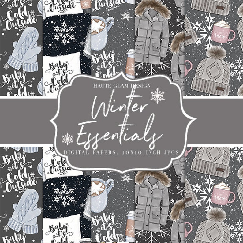 Winter Essentials Digital Paper Set Winter Papers Falling - Etsy