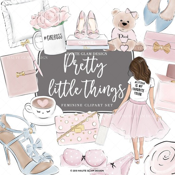 Pretty Little Things Digital Clip Art Fashion Illustrations | Etsy