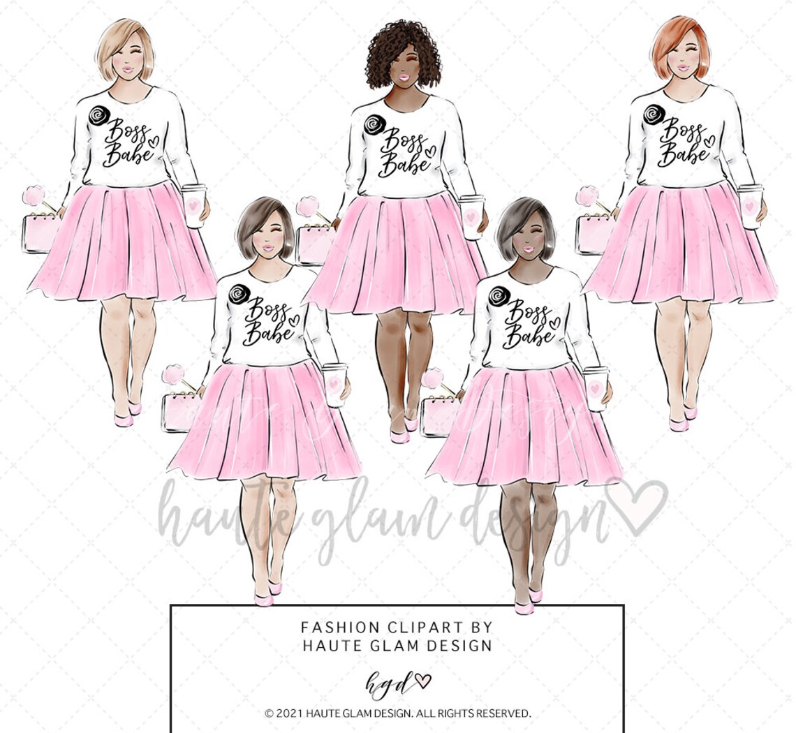 Boss Babe Digital Clipart Set Pink Office Girlboss Clipart | Etsy