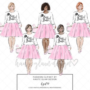 Boss Babe Digital Clipart Set, Pink Office, Girlboss Clipart, Pink ...