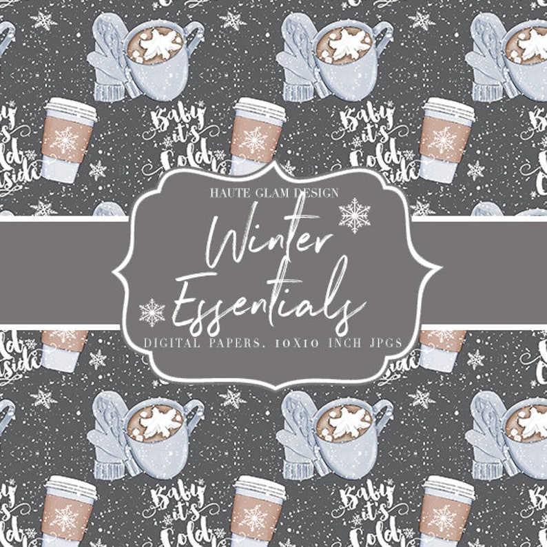 Winter Essentials Digital Paper Set Winter Papers Falling - Etsy