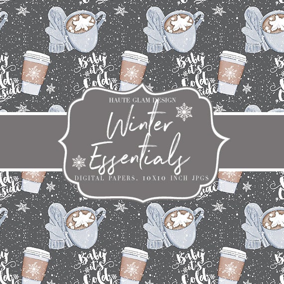 Winter Essentials Digital Paper Set Winter Papers Falling - Etsy