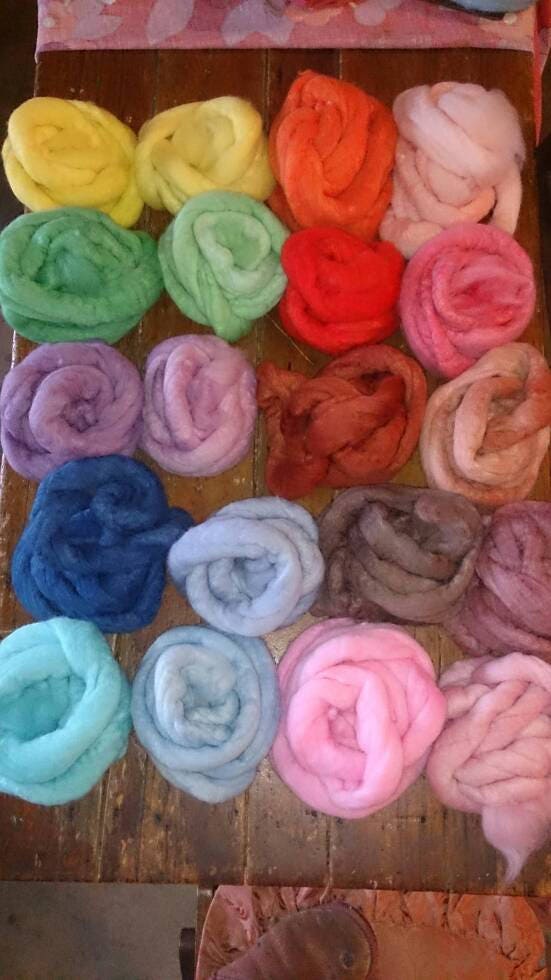 Pastel wool tops pure Merino hand-dyed roving for spinning | Etsy