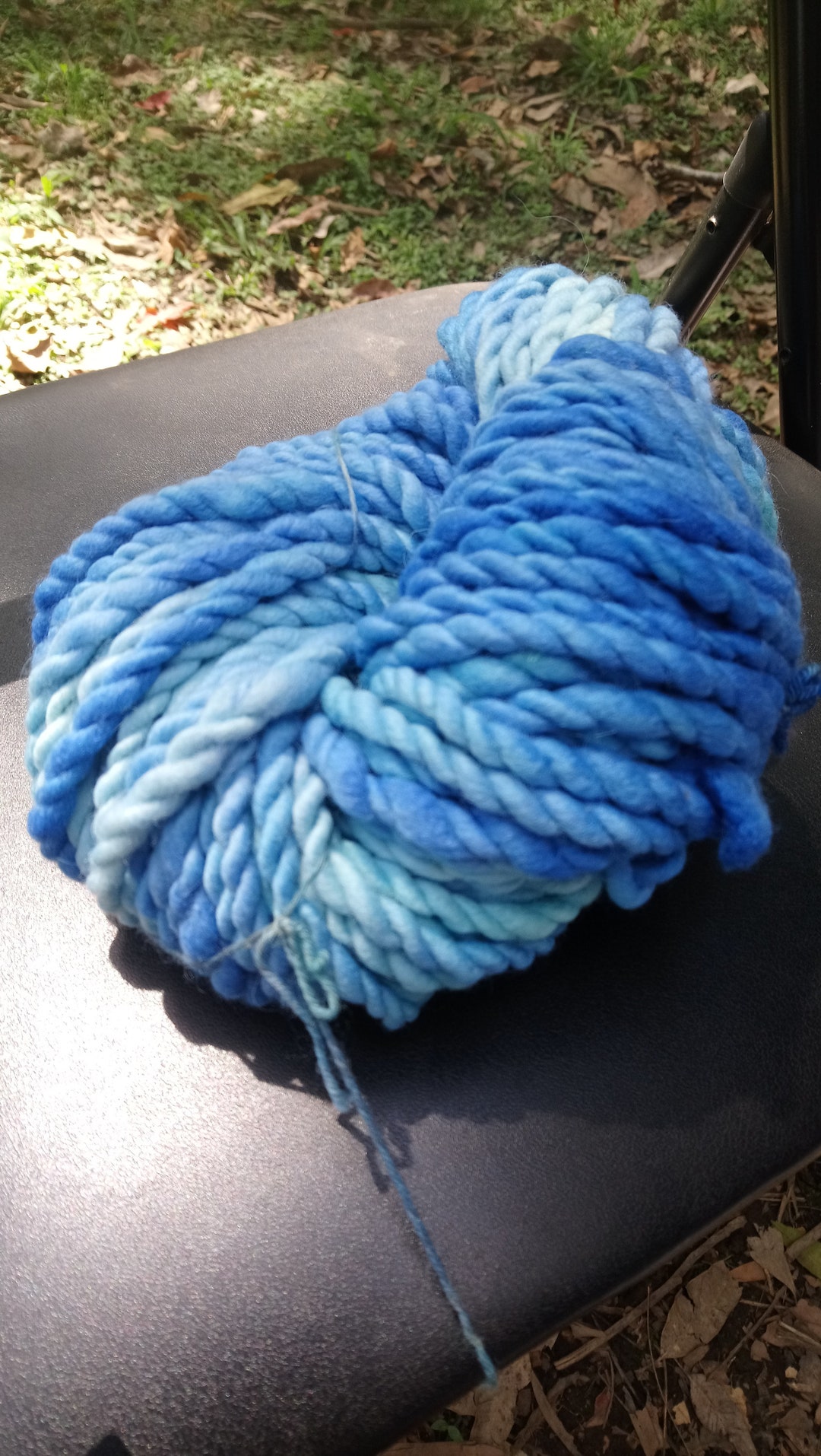 Blue Super Bulky and Chunky Yarn, Pure Soft Merino Wool, Handspun and ...