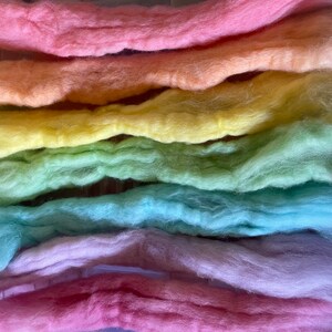 7 Pastel Pure Wool Tops, Hand-dyed Roving for Wet and Needle Felting ...