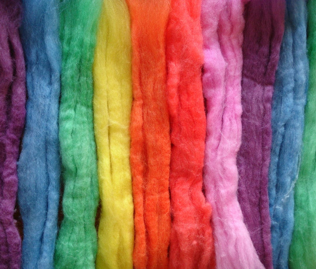 Merino Wool Top, Hand-dyed Roving. Red, Yellow, Orange, Pink, Purple ...