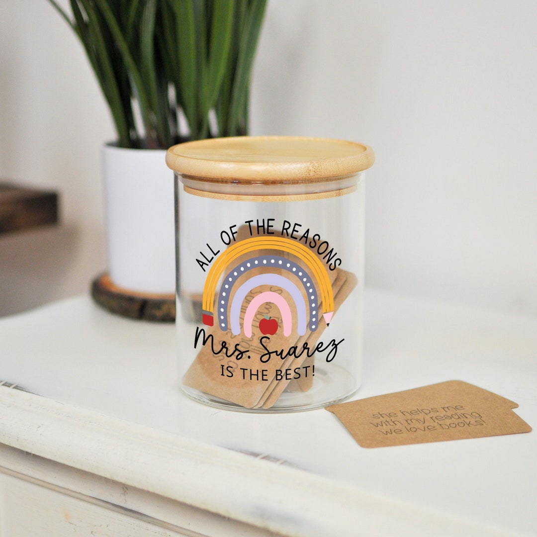 Teacher Appreciation Gift From Student Teacher Note Jar Rainbow ...