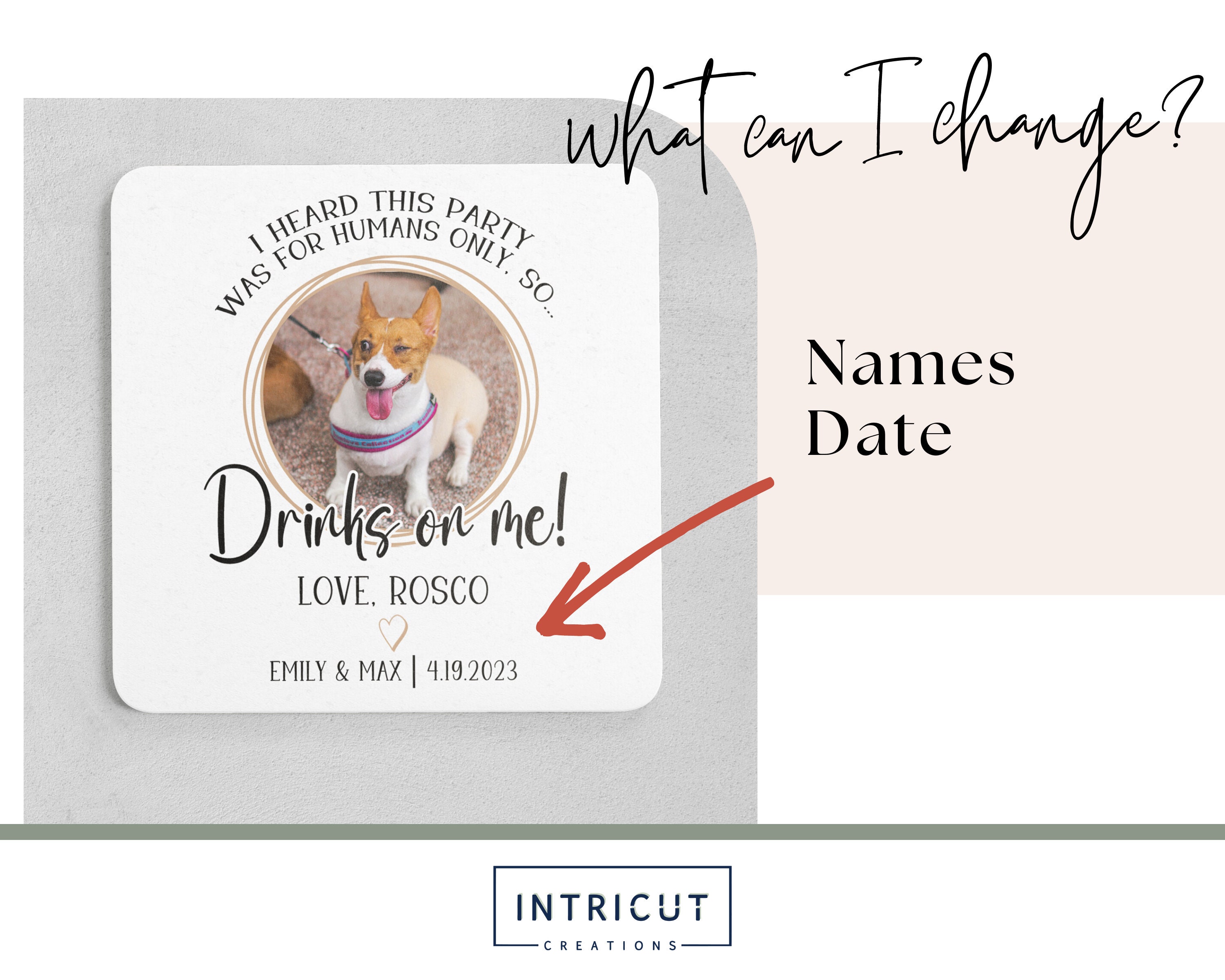 Custom Dog Wedding Coasters Dog Wedding Favors Drinks on - Etsy