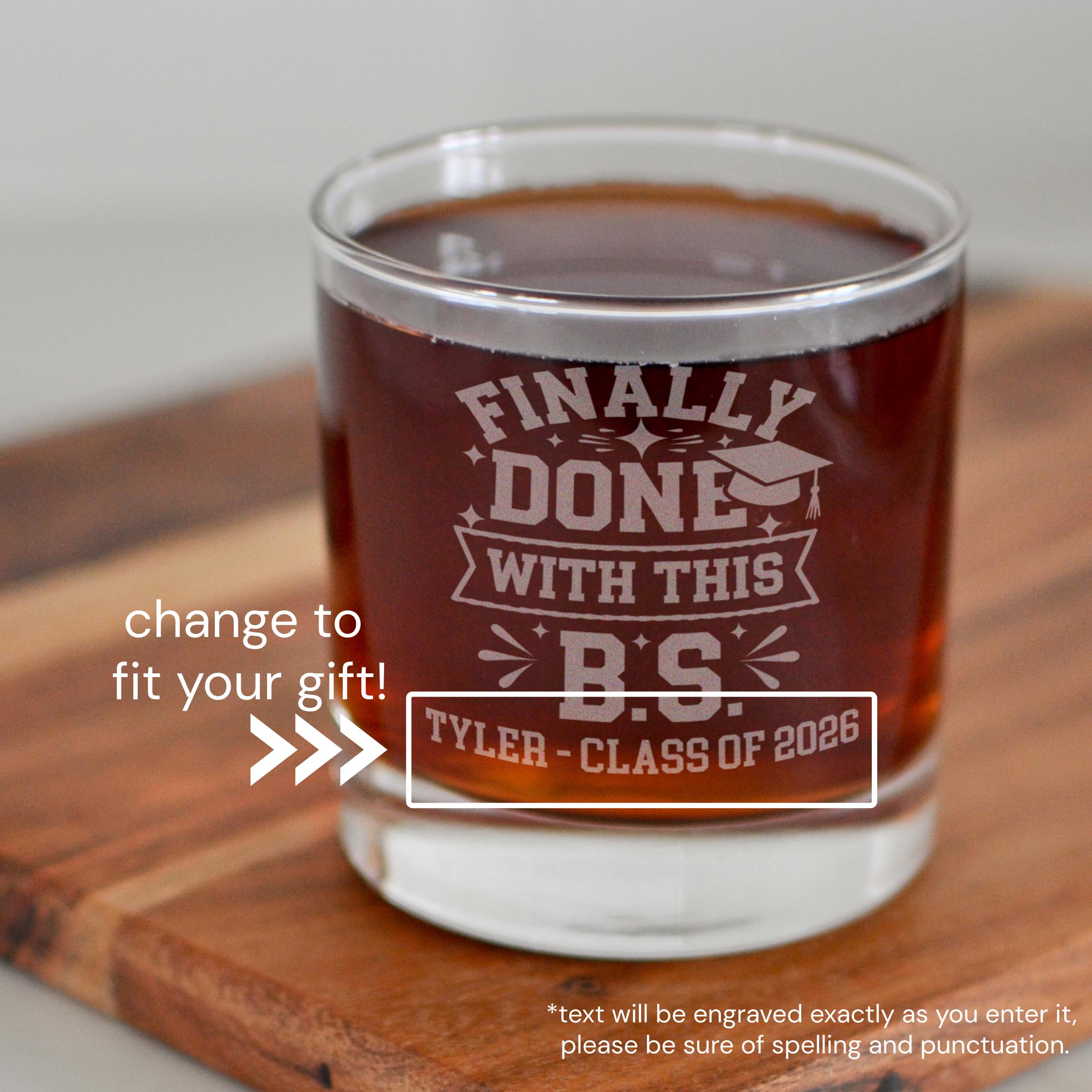 Personalized Whiskey Glass, College Graduation Gift for Him, Bachelors ...