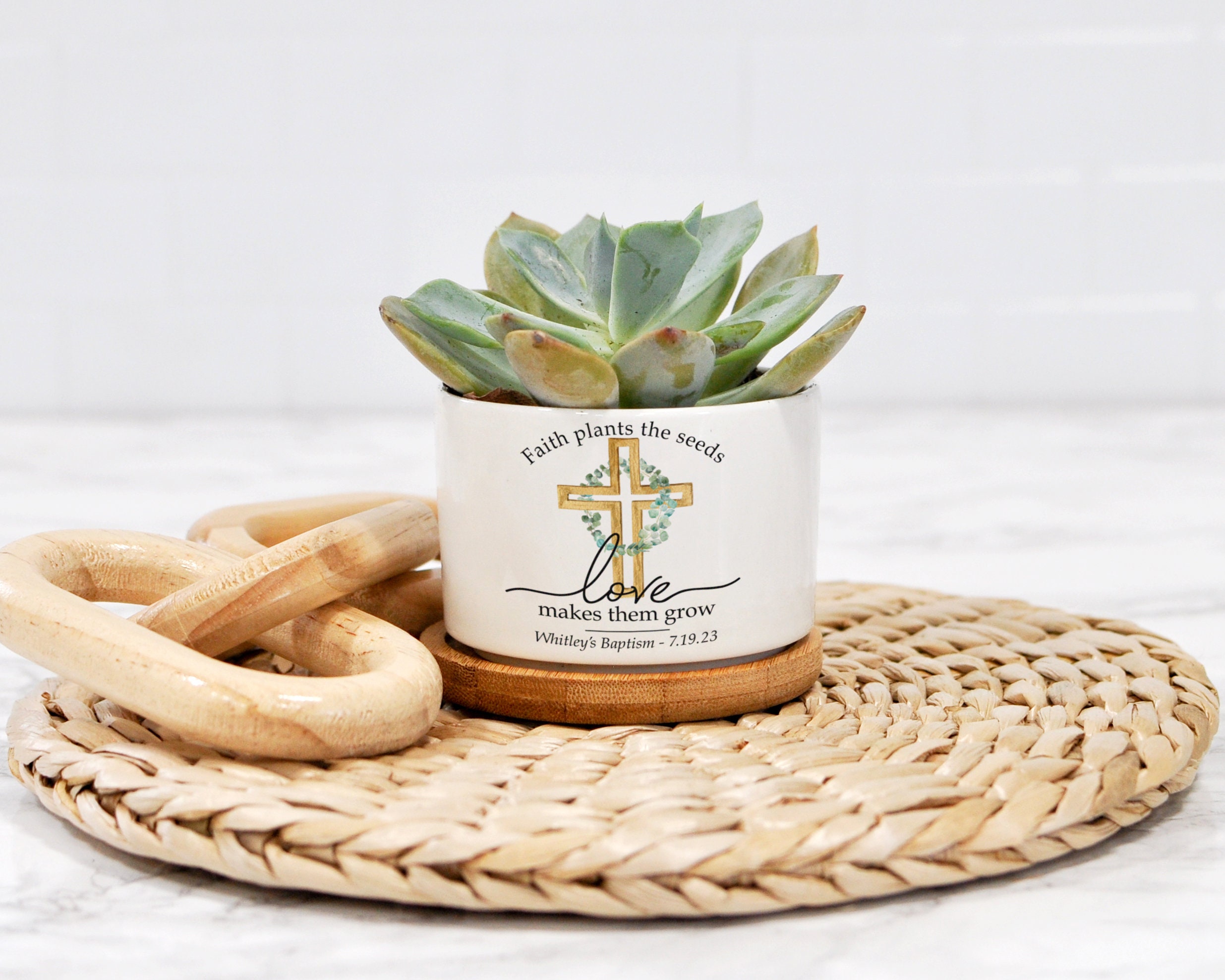Personalized Baptism Gift, Christening Mini Plant Pot, Baptism Favor ...