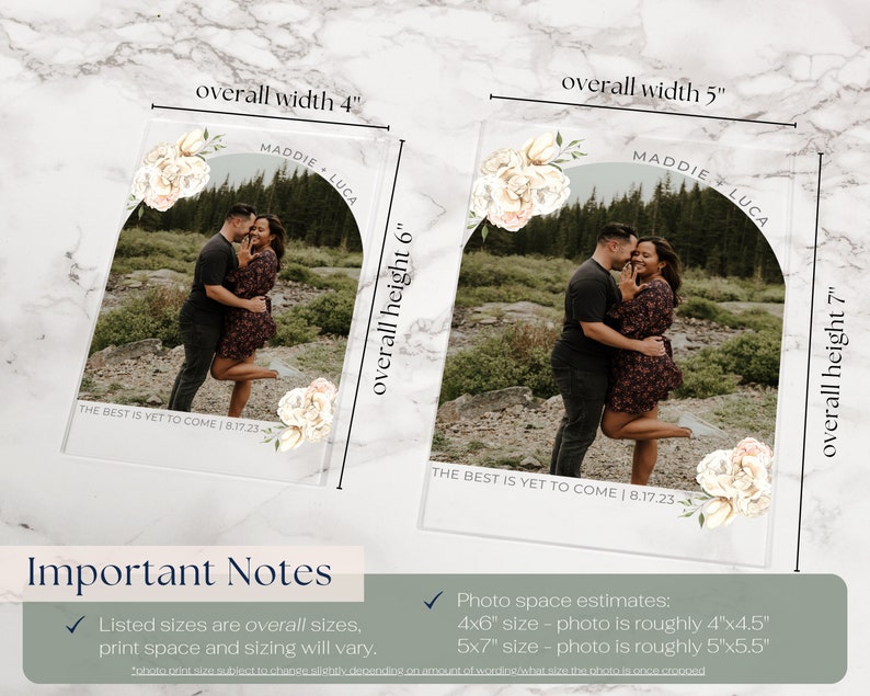 Arched Acrylic Photo Print With Walnut Base, Custom Engagement Gift for ...