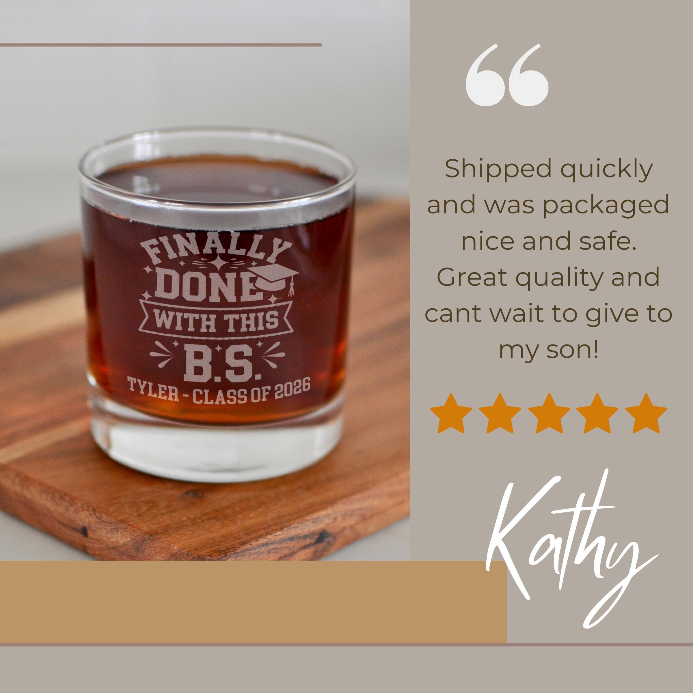 Personalized Whiskey Glass, College Graduation Gift for Him, Bachelors ...