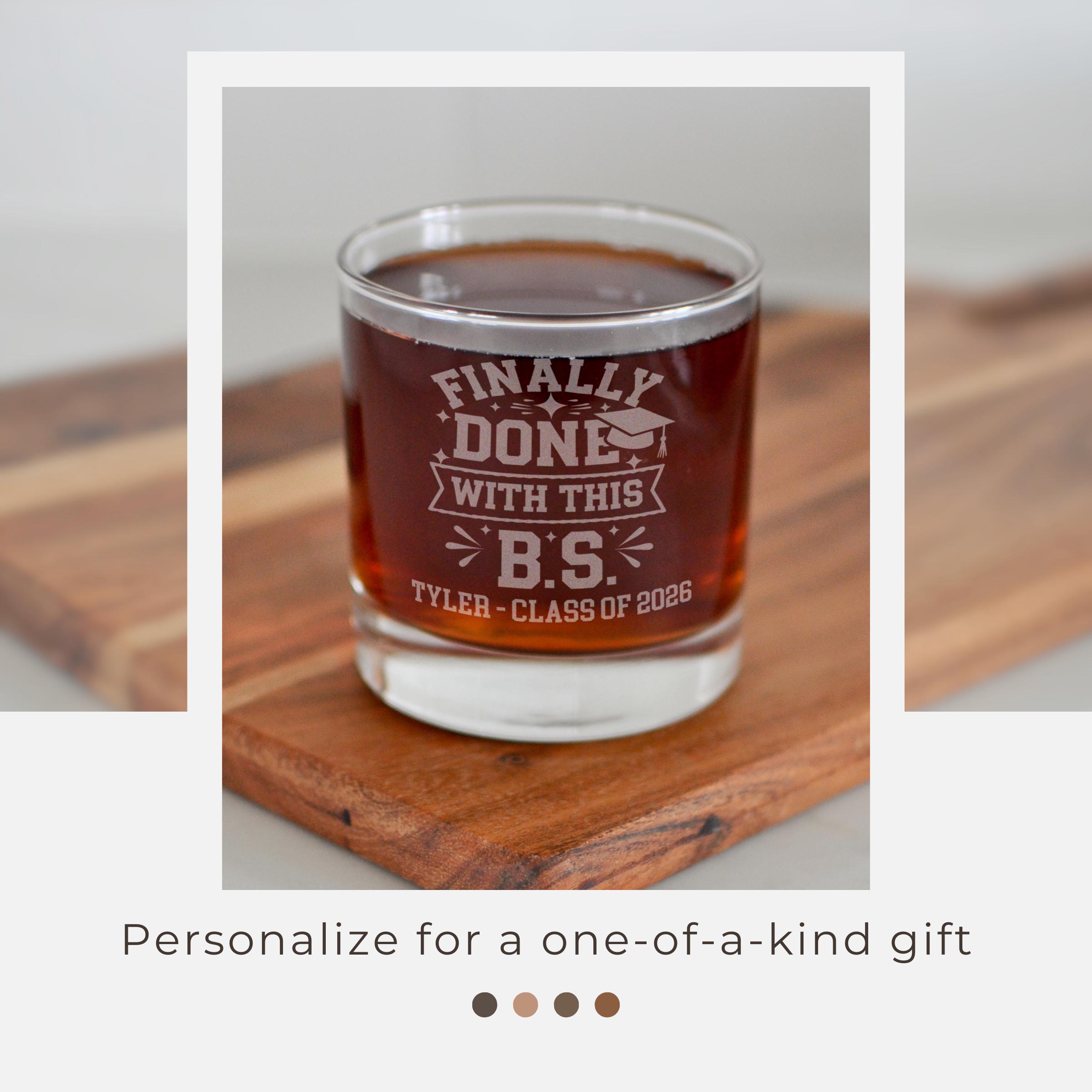 Personalized Whiskey Glass, College Graduation Gift for Him, Bachelors ...