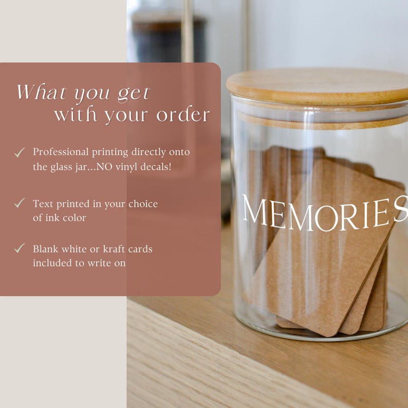 Personalized Glass Memory Jar With Notecards: Keepsake Gift for Family ...