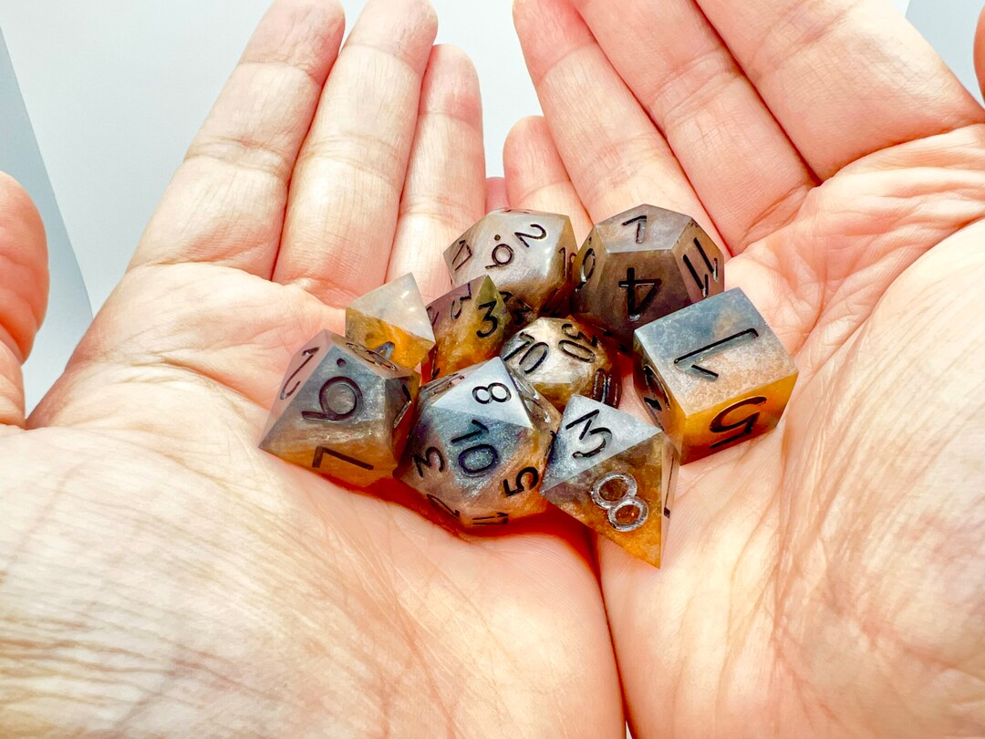 Handmade Black & Orange Polyhedral Dice - Advantage Set - Etsy