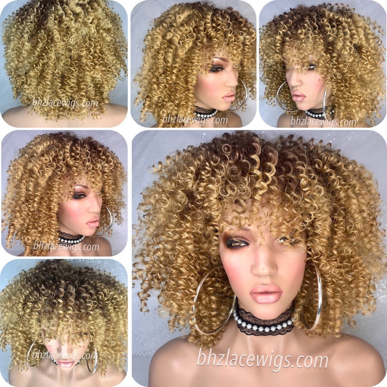 Kymbella Golden Blonde Mix Full Cap Curly Perm Wig Rod Set Wig | Etsy