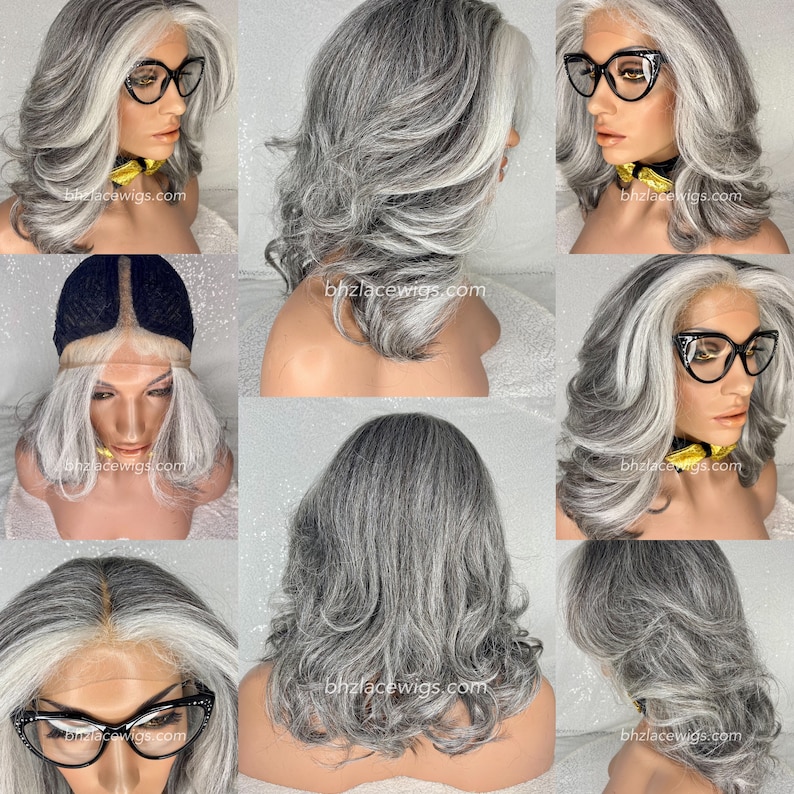 EXCLUSIVE// Auntie Grace Light Gray Lace Wig Gray Body Curl - Etsy