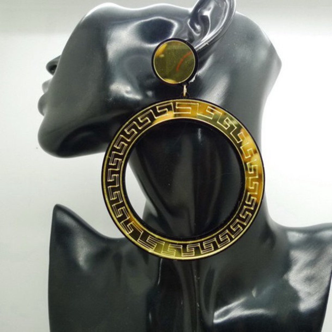 NEW Gold Round Aztec Big Hoop Earrings New Earrings Dangle Earrings Big ...