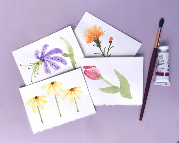 Hand Painted Watercolor Flower Cards Spring Floral | Etsy