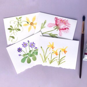 Hand Painted Watercolor Flower Cards Spring Floral Notecards | Etsy