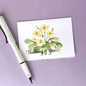 Thinking of You Set of 4 Floral Notecards, Hand Painted Watercolor ...