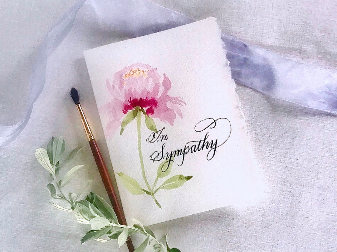 Hand Painted Floral Sympathy Card, Watercolor Flower Condolence Card ...