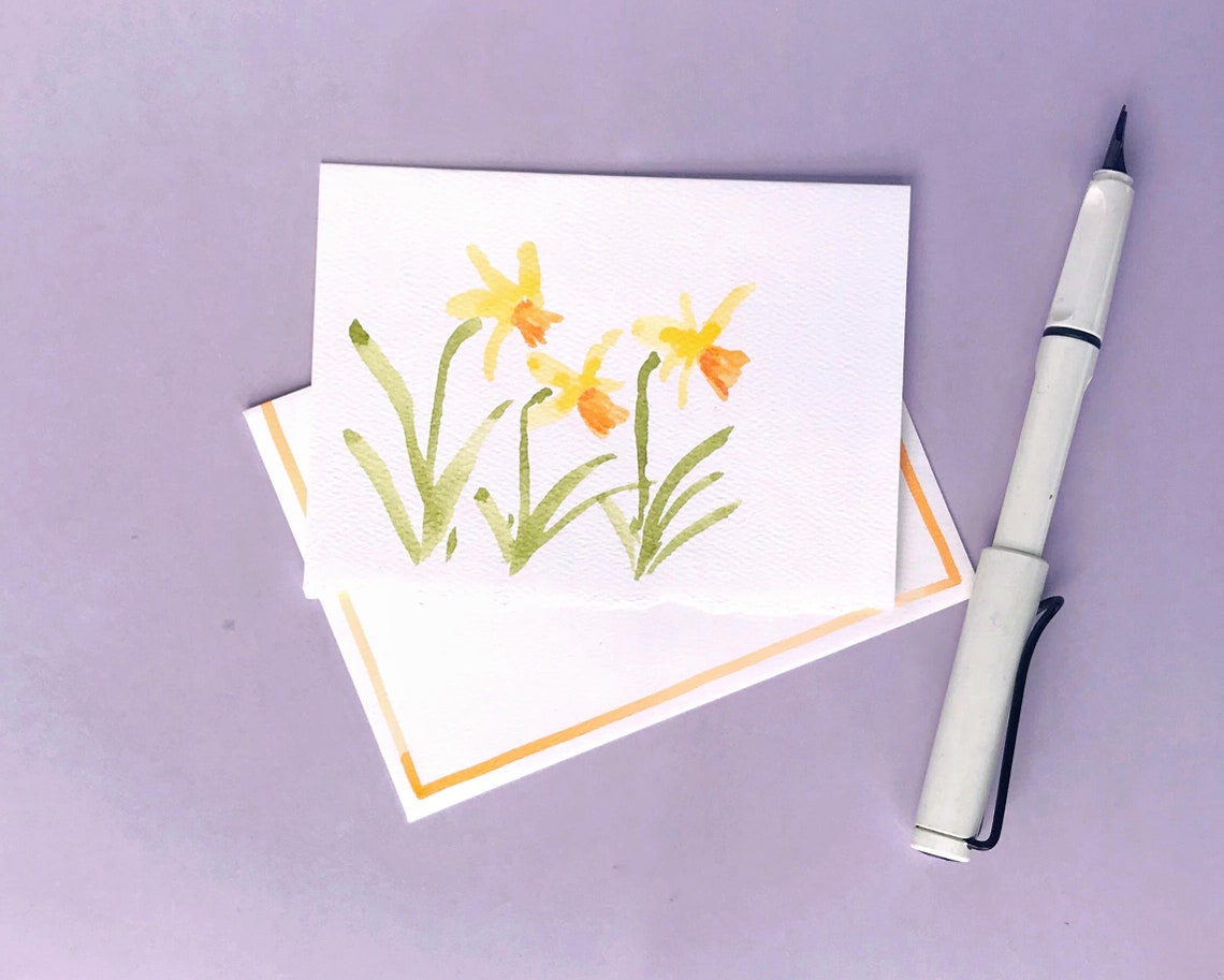 Hand Painted Watercolor Flower Cards Spring Floral Notecards | Etsy