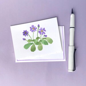 4 Watercolor Floral Notecards, Hand Painted Flower Card Set, Primrose ...