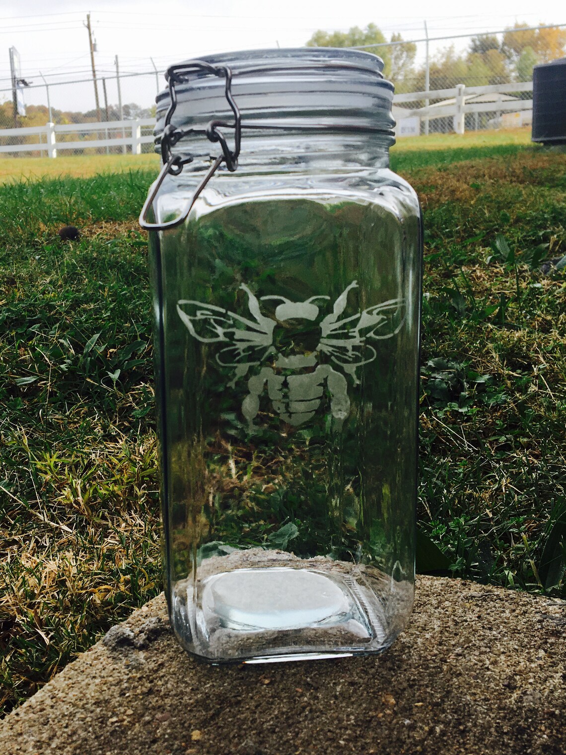 Etched Honey Bee Glass Canister With Lid Cool Beekeeper Gift - Etsy