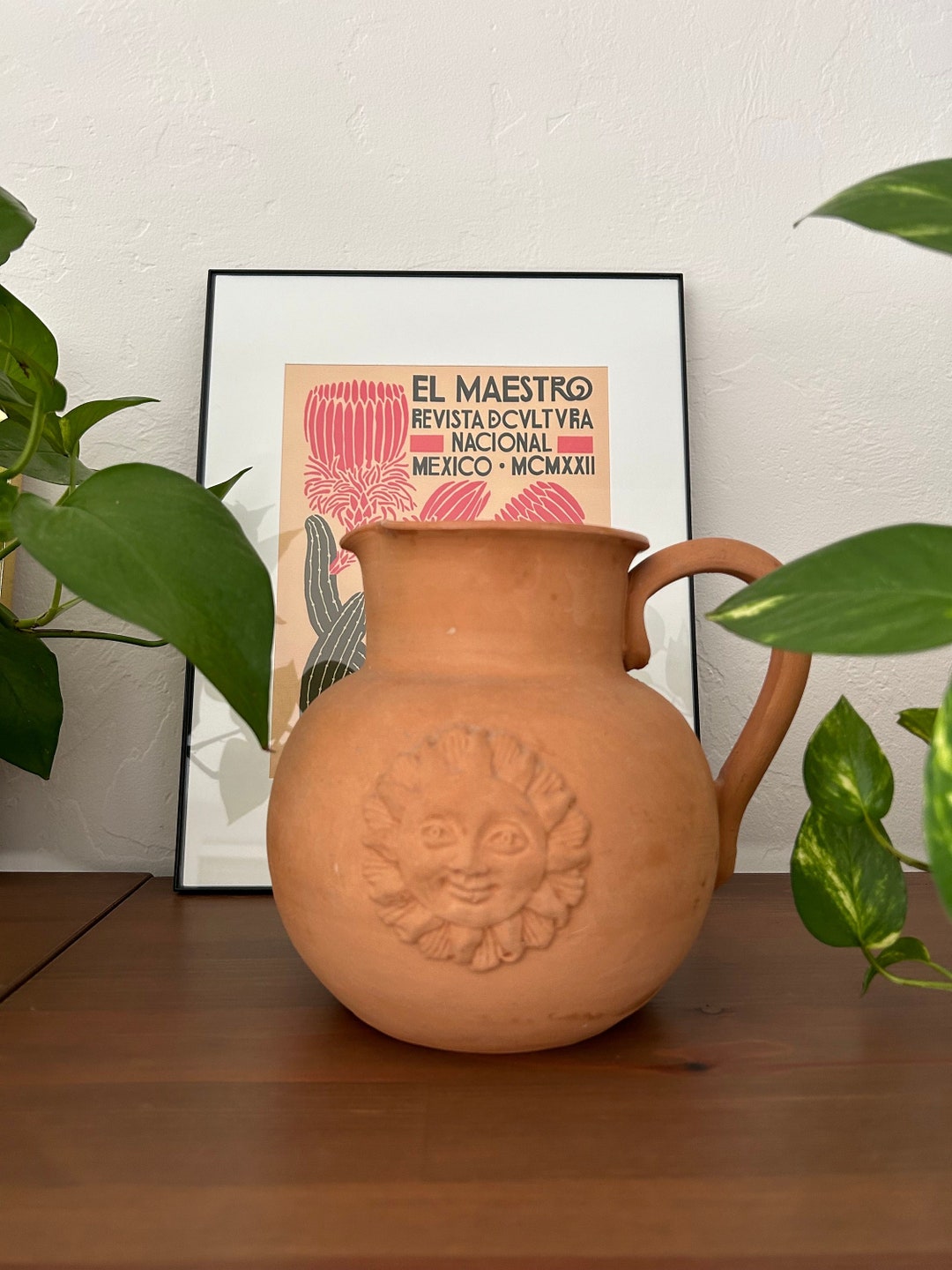 Vintage Italian Terracotta Pitcher With Sun - Etsy