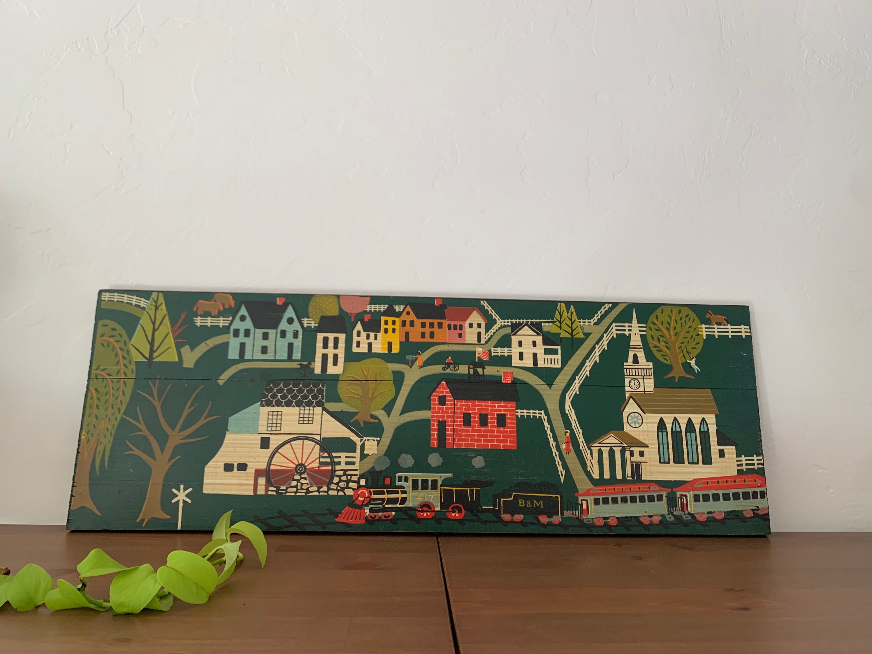 Vintage George Nathan Folk Art Wood Panel - Etsy