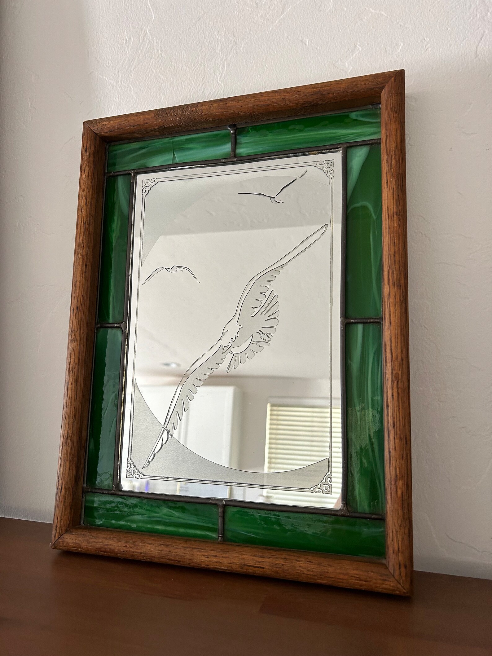Vintage Stained Glass Seagull Mirror - Etsy