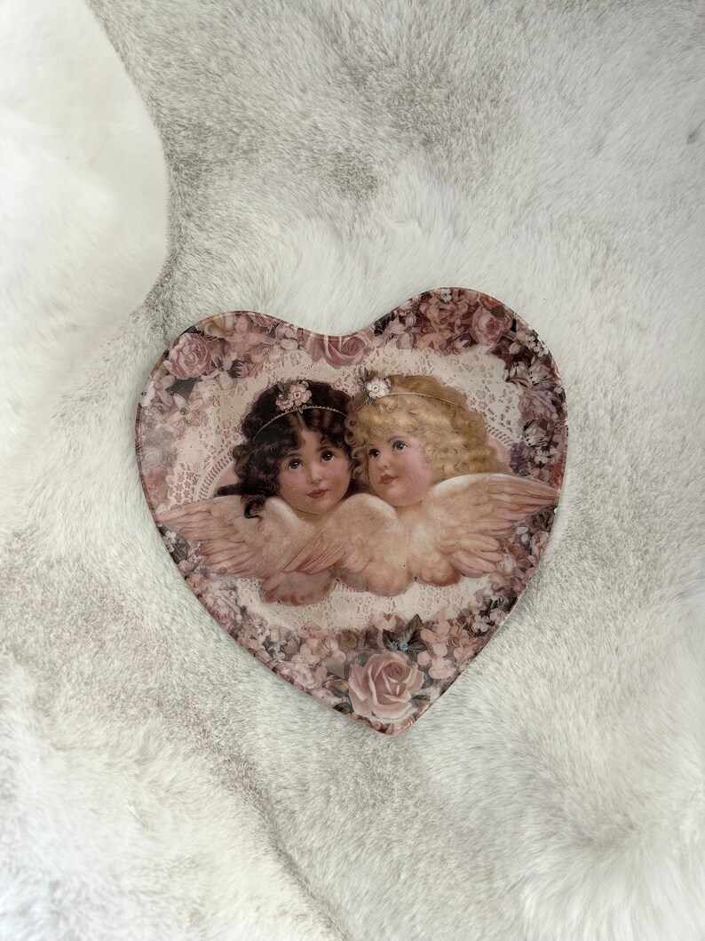 90's Heart Shaped Angel Dish - Etsy