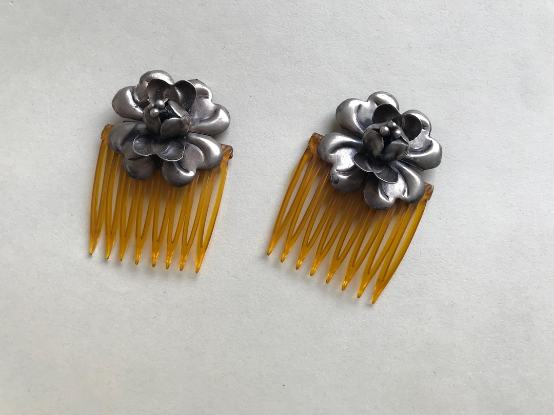 Vintage Mexican Sterling Silver Hair Comb. Pair. - Etsy