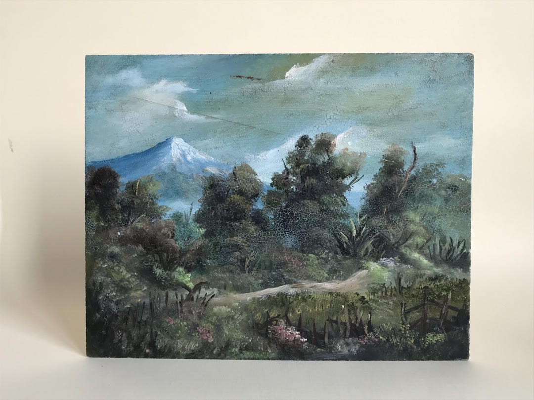 Vintage Volcano Oil Painting. - Etsy