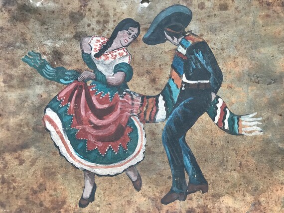Mexican dancers, tapatío syrup painting. - Gem