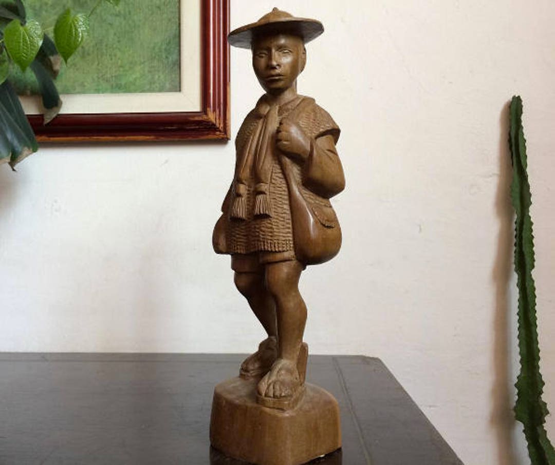 Chamula Indigenous Man Standing, Hand Carved Wood. - Etsy