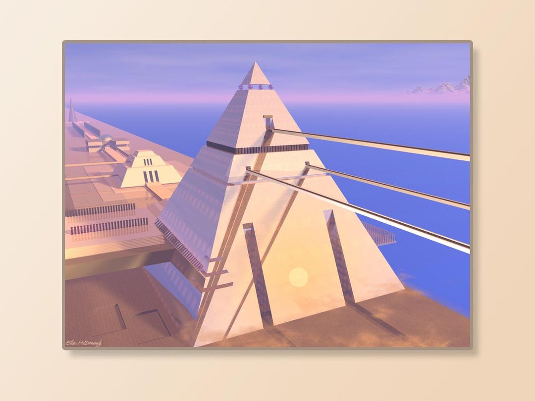 Sci-fi Pyramid Plaza Wall Art, "hall of Records", Futuristic Egyptian ...