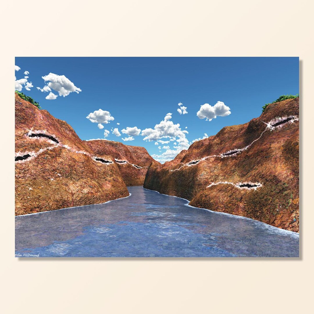 Crystal Caves Art Print, Red Rock Cavern, Mystical Home Decor - Etsy