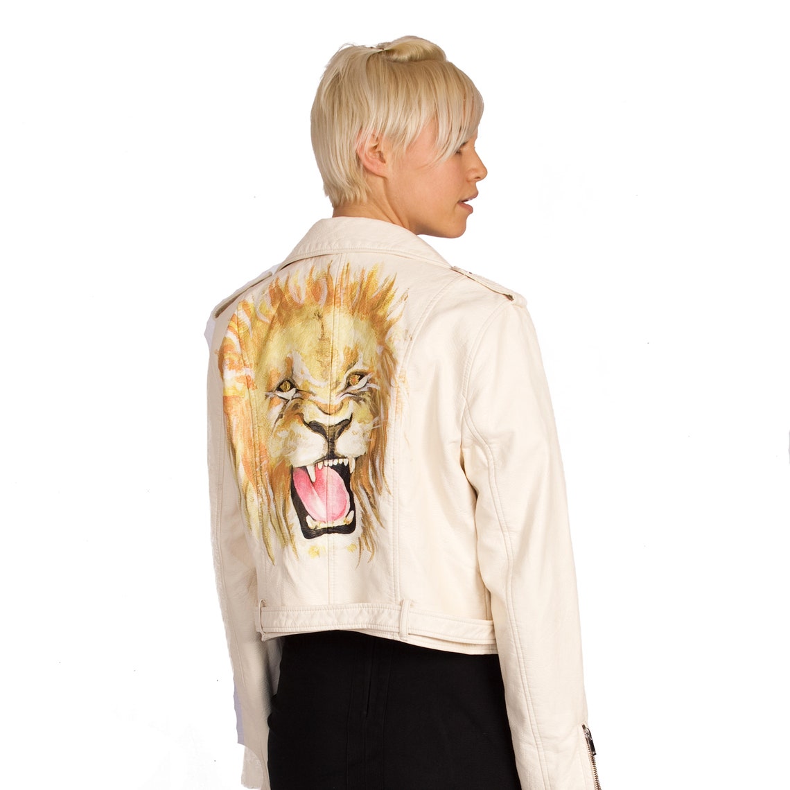 Faux Leather Hand Painted Lion Jacket | Etsy