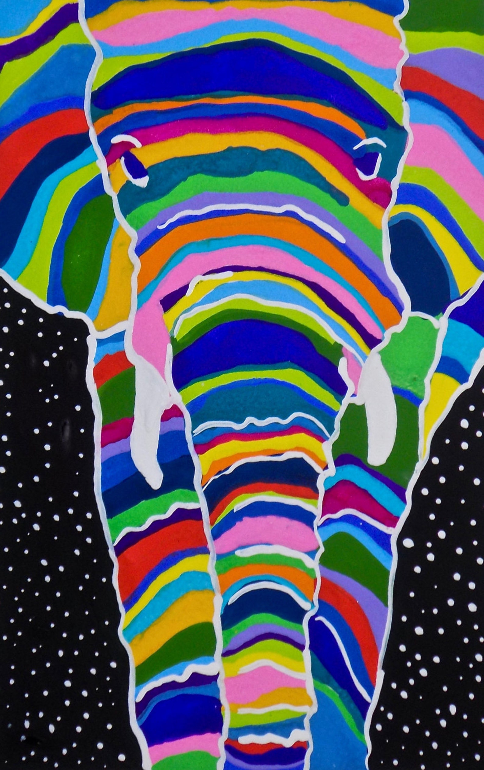 Multicolor Elephant Gouache Painting, Colorful Elephant Gouache ...