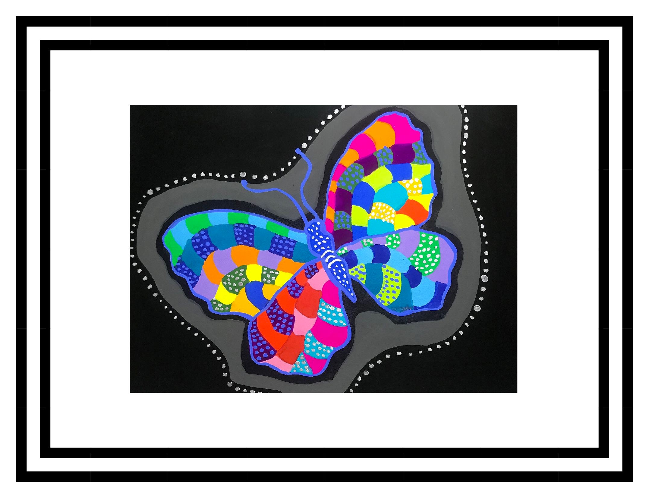 Checkered Butterfly Gouache Painting, Checkered Butterfly Painting ...