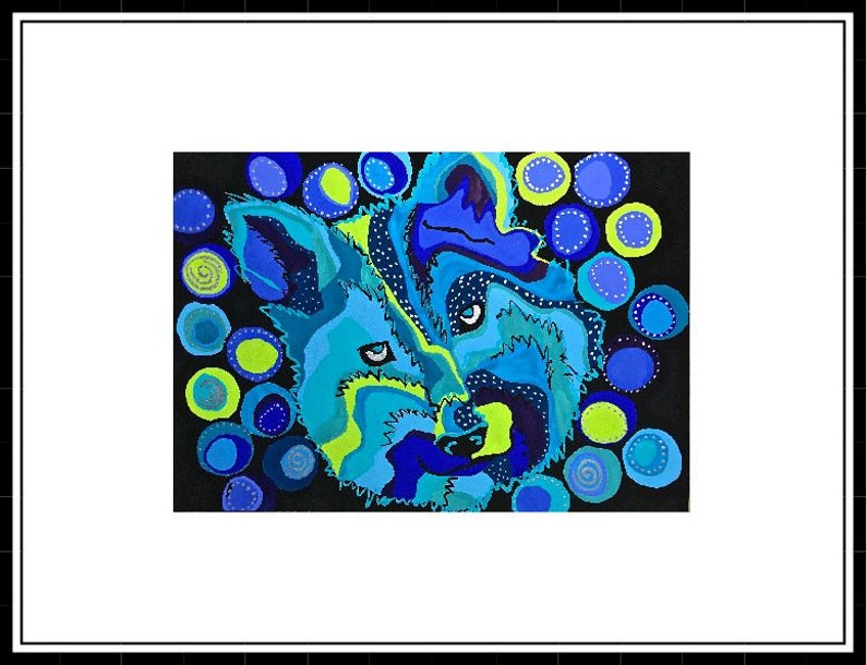 Bluewolf Gouache Painting, Bluewolf Portrait Painting, Wolf Painting ...