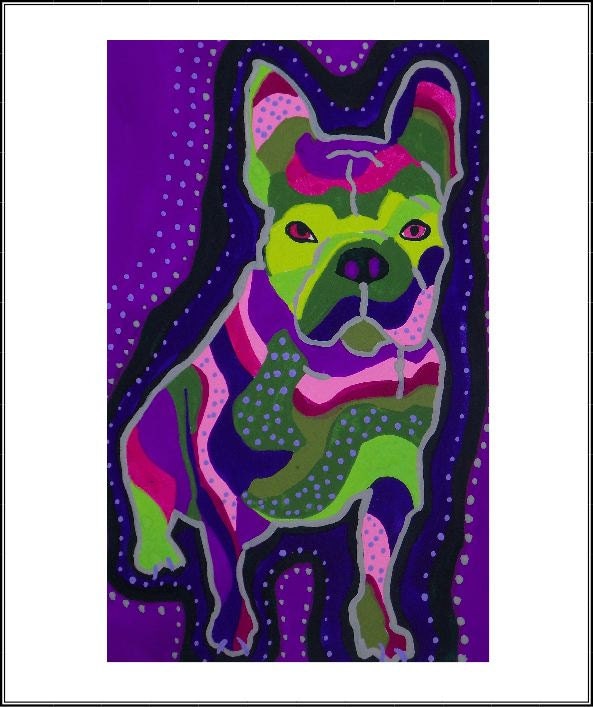 Pug Gouache Painting, Pug Painting, Pug Wall Art, Multicolor Pug ...