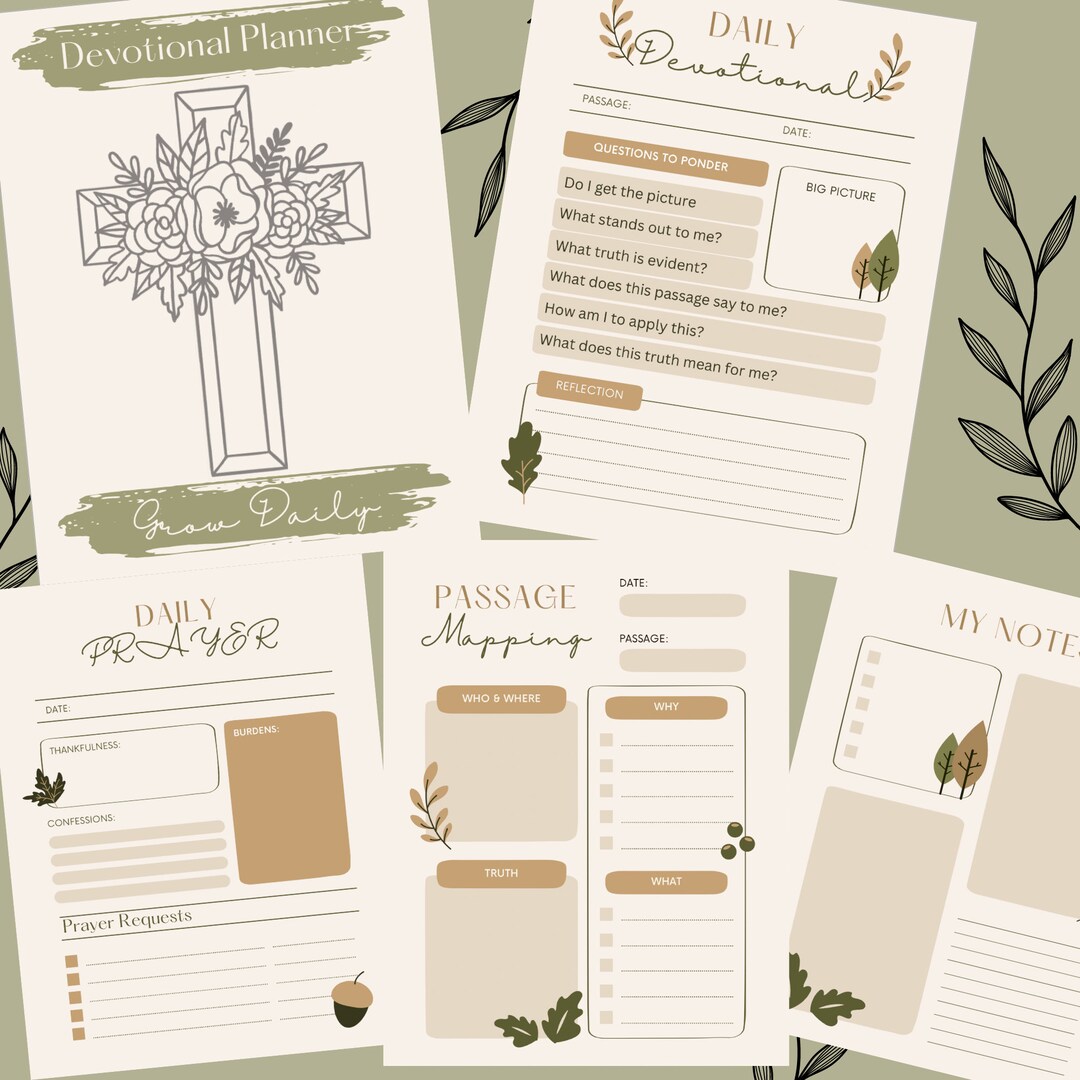 Tree and Greenery Devotional Planner Download - Etsy