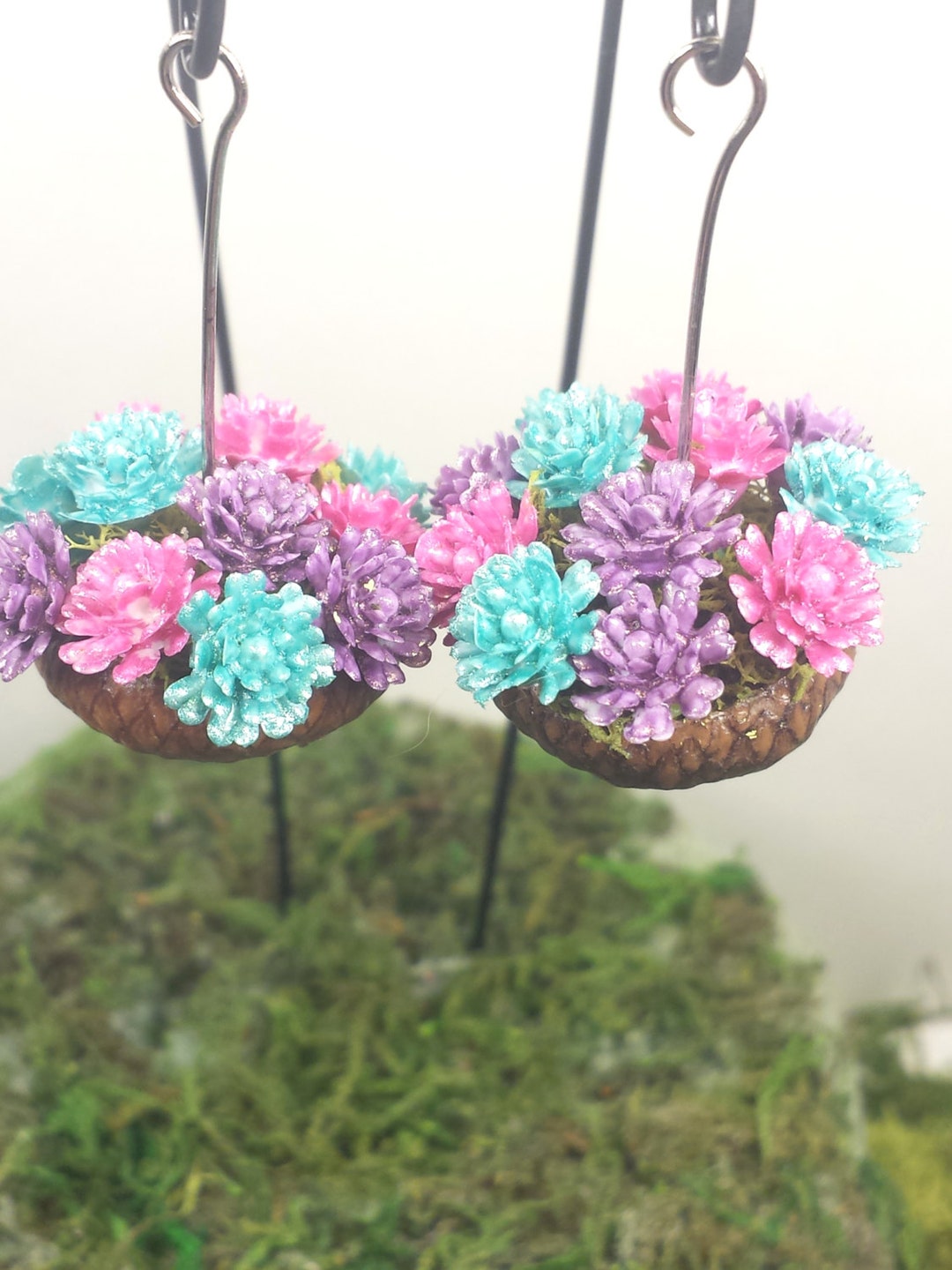 Miniature Hanging Flower Baskets. Fairy Garden Accessories.dollhouse ...