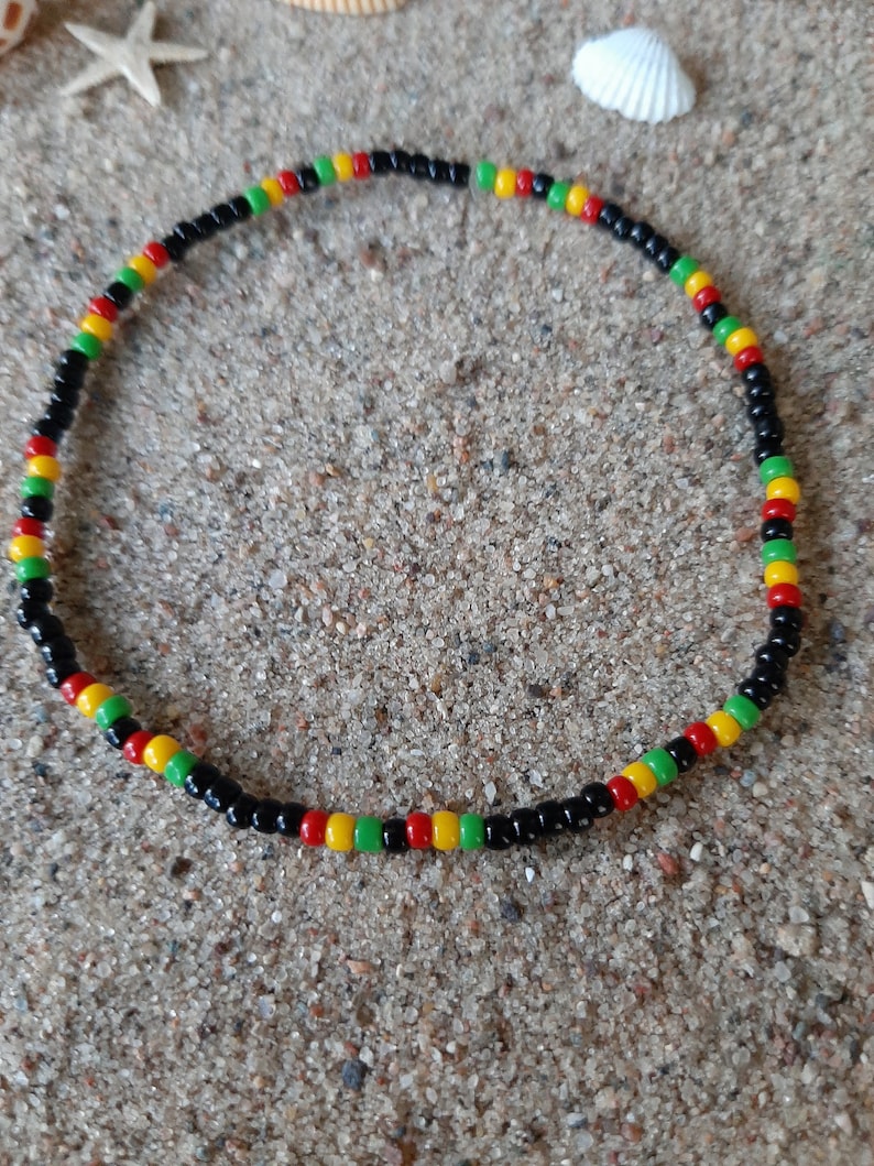 Rasta Seed Bead Stretch Anklet. Rasta Ankle Bracelet Jamaican - Etsy