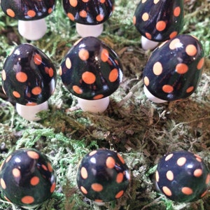 Miniature Fairy Garden Mushrooms. Black and Orange. Fairy Garden ...